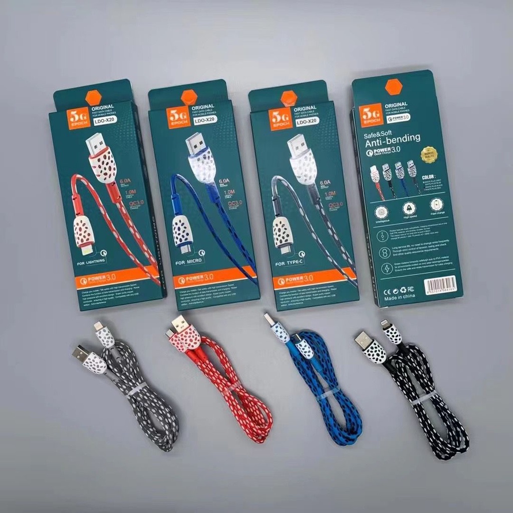 Jual Kabel Data LDO X20 100 CM Micro B Type C Lightning IOS Super Fast ...