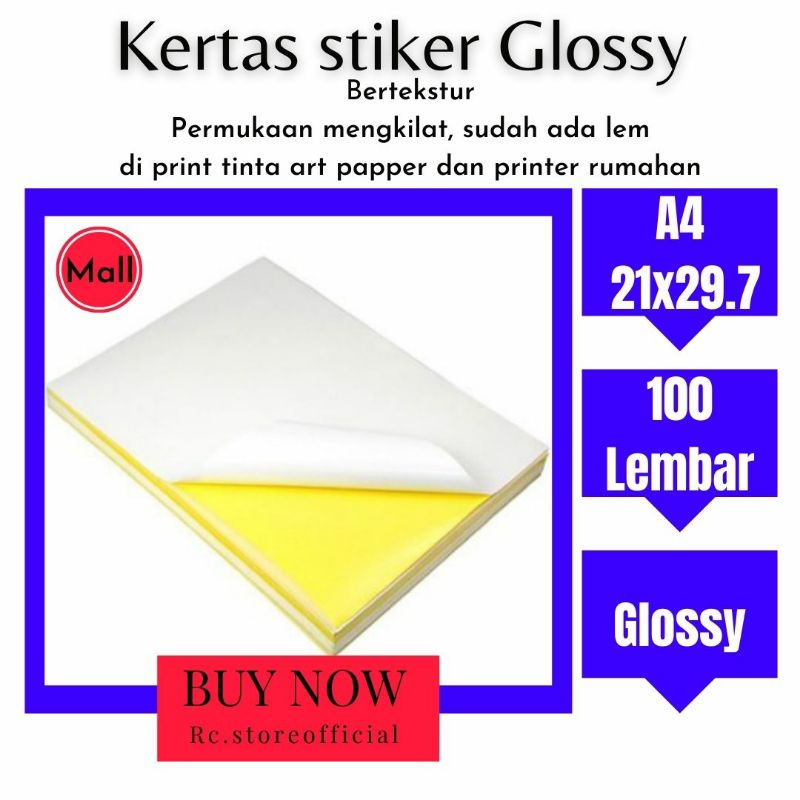 Jual [ 100 Lembar hight quality ]Kertas Sticker Cromo Glossy | Shopee ...