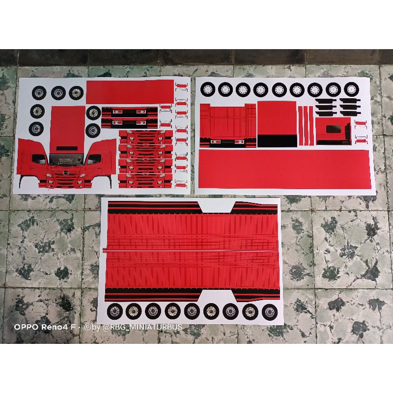 Jual Lembaran PaperCraft Truk Hino Bak 500 Tronton Ukuran P.53,5cm L.9 ...