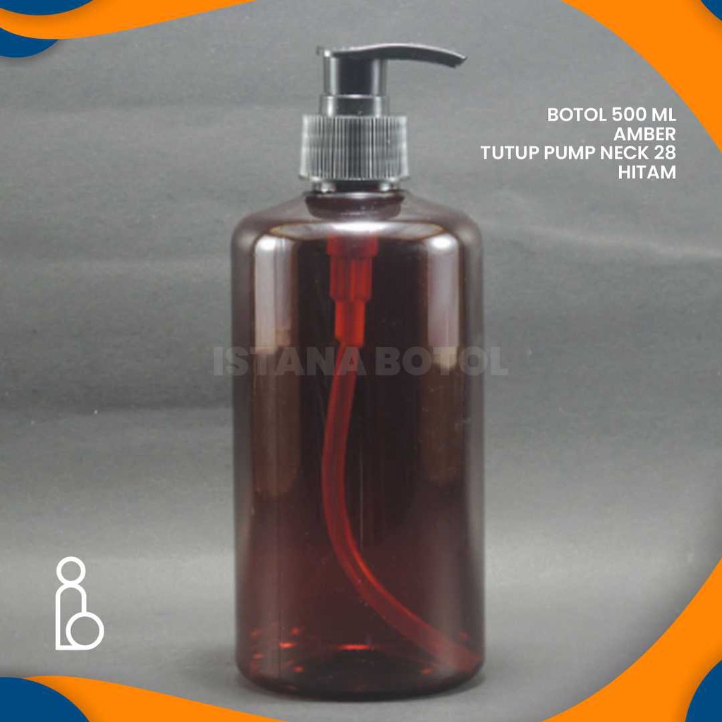 Jual BOTOL POMPA/BOTOL LOTION/BOTOL SABUN/BOTOL PUMP 500ML AMBER ...