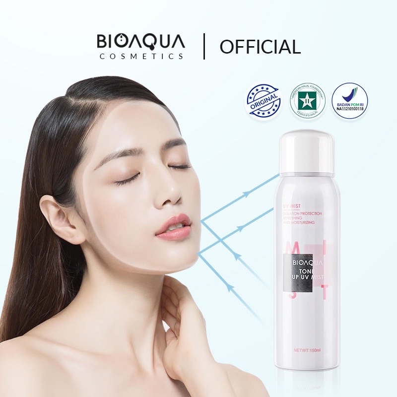 Jual [ BPOM ] Bioaqua Cosmetics Tone Up UV Mist 150ml sunscreen semprot ...