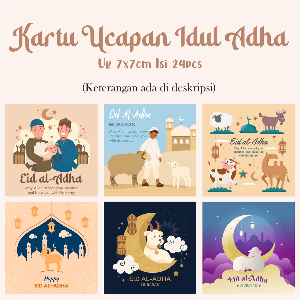 Jual [24pcs] Kartu Ucapan Idul Adha - Greetings Card Eid Al-Adha ...