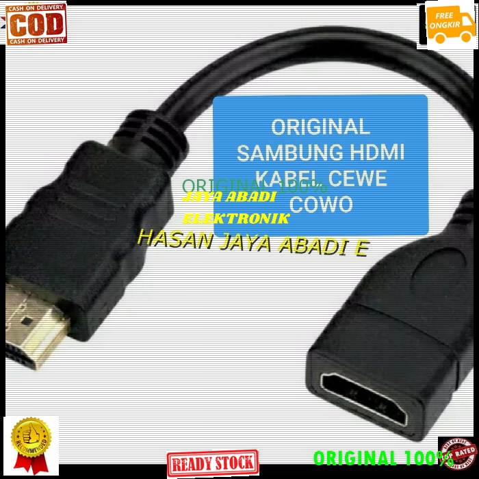 Jual ORIGINAL EXTENSON KABEL HDMI SAMBUNGAN CABANG PENAMBAH CABLE MALE ...
