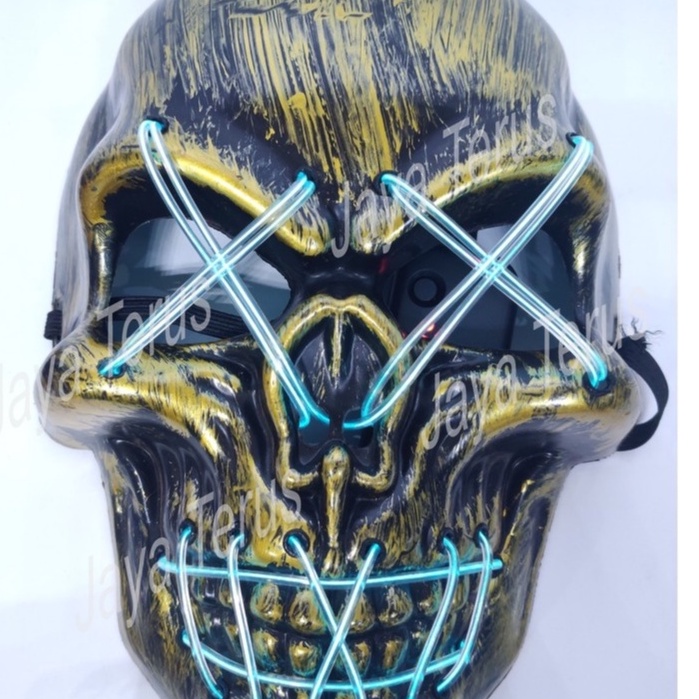 Jual Topeng LED Lampu Nyala Topeng Hallowen Mask Party Skull Seram ...