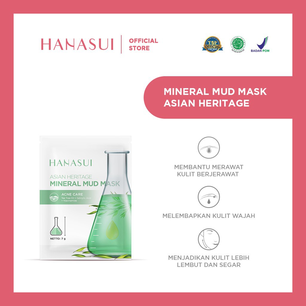 Jual HANASUI Mineral Mud Mask Asian Heritage ( MASKER WAJAH JERAWAT ...