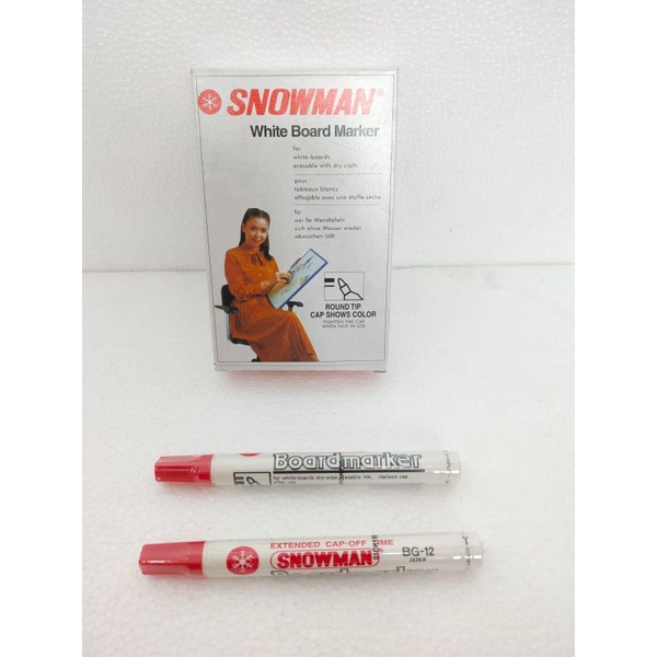 Jual spidol snowman whiteboard marker BG-12 Merah | Shopee Indonesia