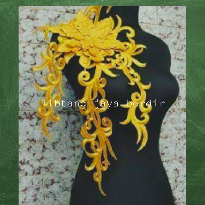 Jual renda bordir aplikasi bunga pundak tabur | Shopee Indonesia