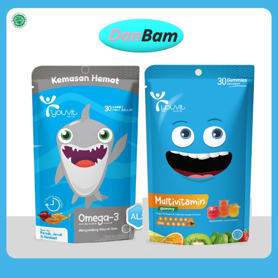 Jual Youvit Omega 3 Anak dan Multivitamin Anak 1 Pouch dengan Vit.C, D ...