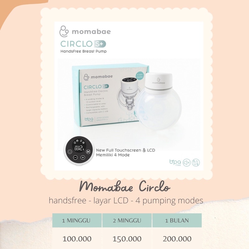 Jual Sewa Pompa ASI Momabae Circlo S+ Handsfree (kirim dari Bandung ...