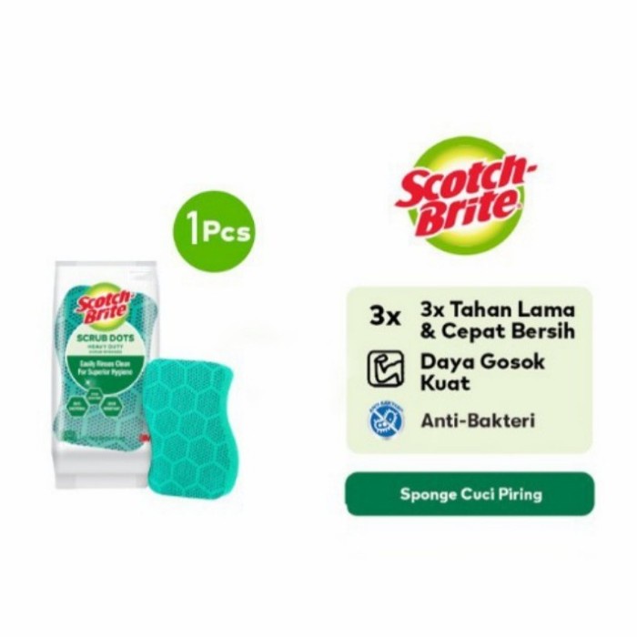 Jual SABUT SPON HEAVY DUTY / SPONGES SCRUB DOTS HEAVY DUTY (1pcs) 3M ...