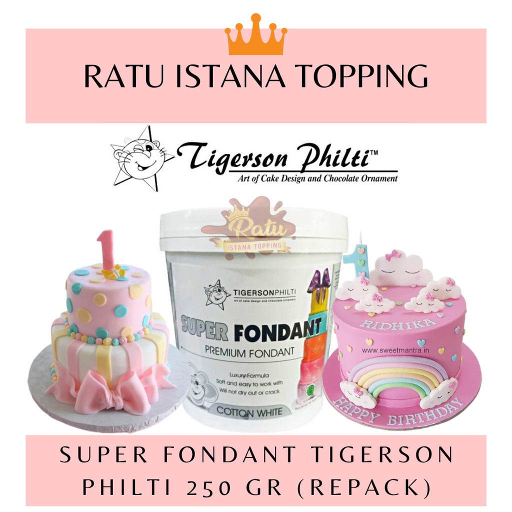 Jual SUPER FONDANT WHITE 250 GR REPACK ICING TIGERSON PHILTI COTTON ...