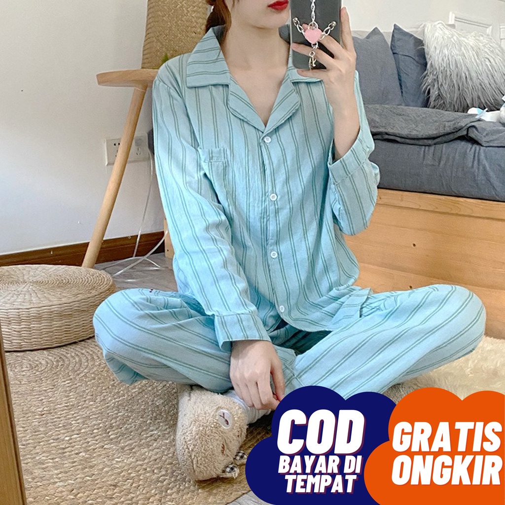 Jual Baju Tidur Wanita Areum Long Sleepwear Biru Lengan Panjang Celana ... Jual Baju Tidur Wanita Areum Long Sleepwear Biru Lengan Panjang Celana ...