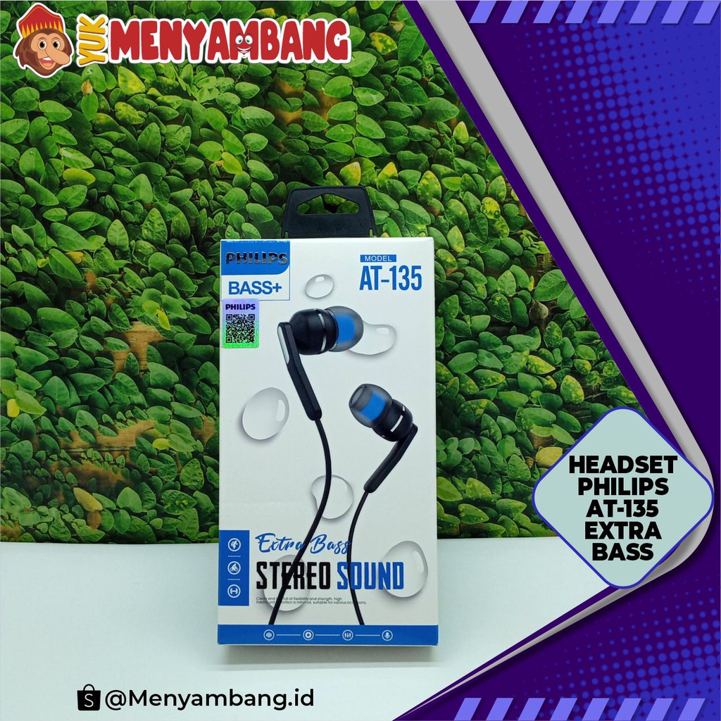 Jual 41612 | HF-Philips AT-135 | Headset Philips AT-135 Extra Bass+ ...