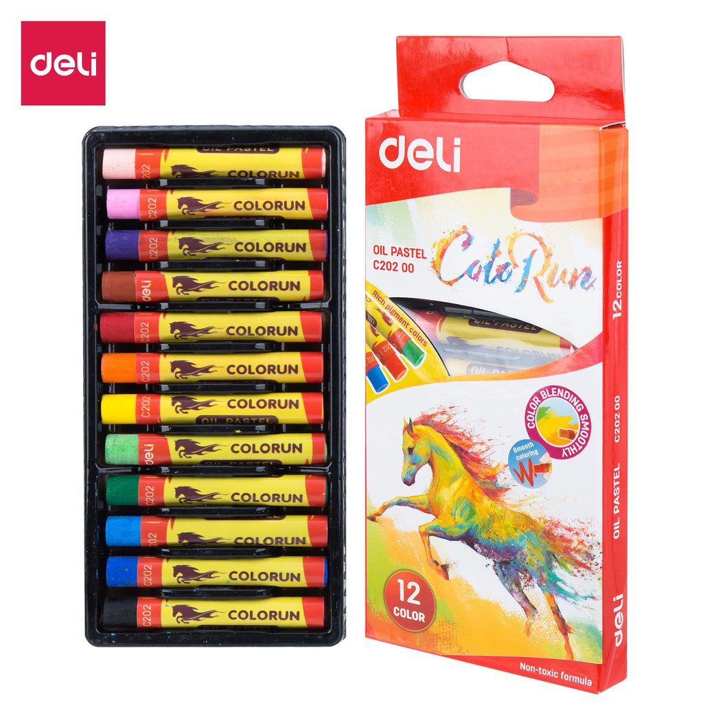 Jual Crayon Deli / Oil Pastel Deli 12 Warna Pendek Rich Color - EC20200 ...