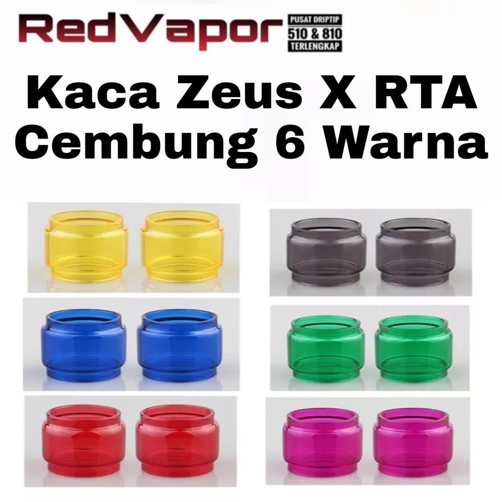 Jual Replacement Glass Kaca Zeus X RTA 6 Warna Merah Hitam Biru Kuning ...