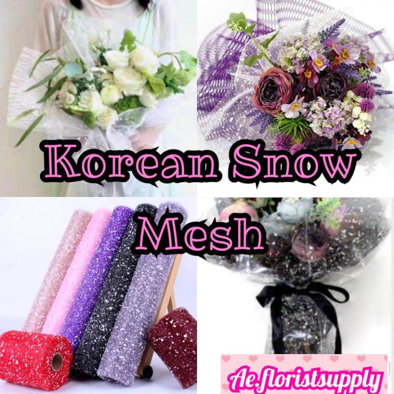 Jual wrapping paper korean snow mesh ROLL 51*3.6m | Shopee Indonesia