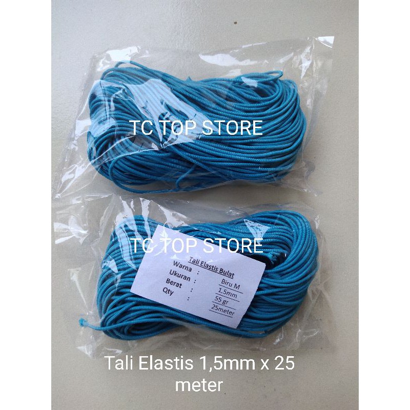 Jual Tali Karet 1,5mm (25 meter) / tali elastis / tali string | Shopee ...