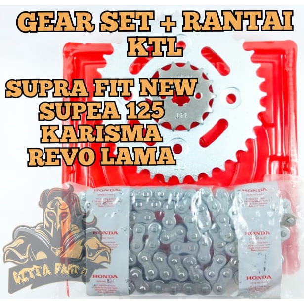 Jual GEAR SET + RANTAI HONDA KTL KUALITAS ORIGINAL SUPRA FIT NEW SUPRA 125 KARISMA REVO LAMA ...
