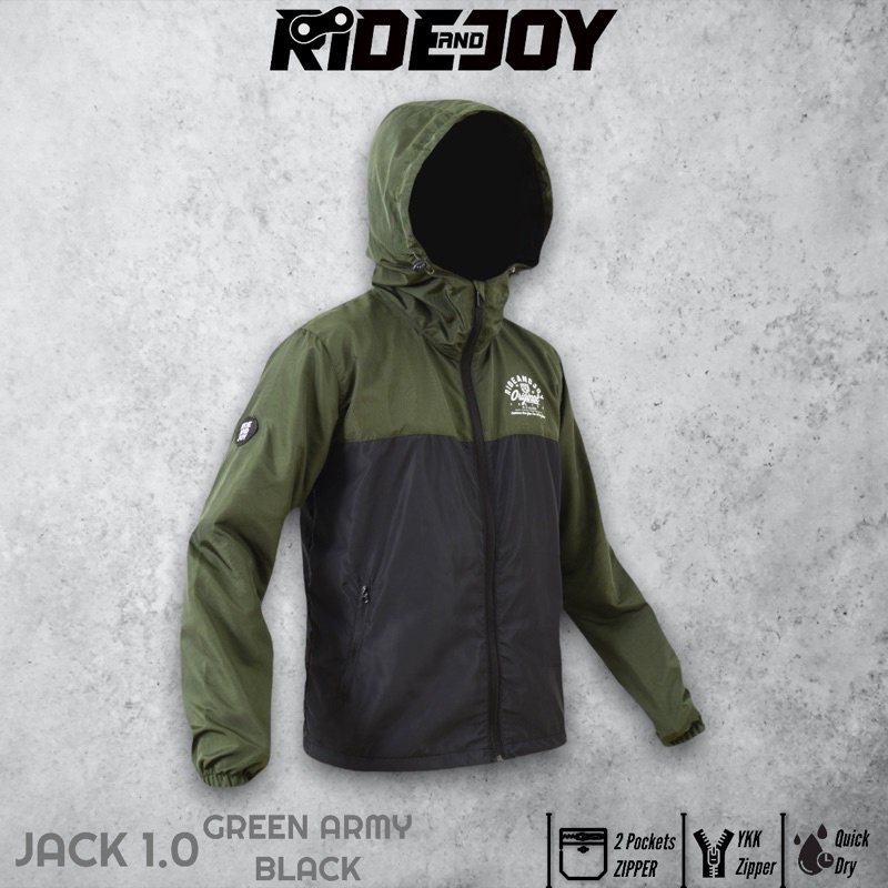 Jual JACK1.0 GREEN ARMY BLACK - jaket olahraga sepeda gunung RIDEANDJOY ...
