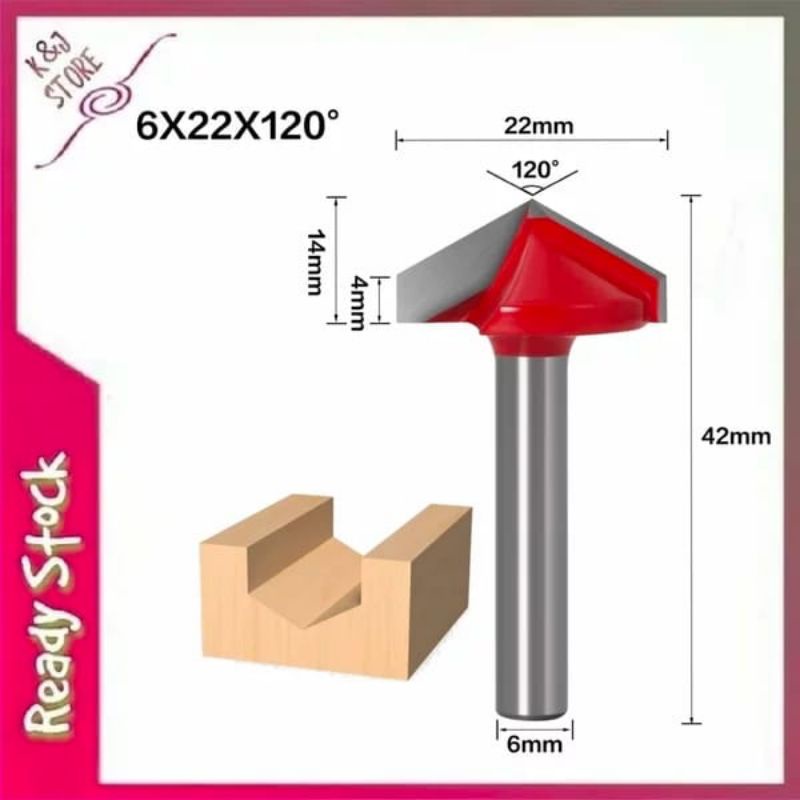 Jual Mata Pisau Profil Engraving V Groove CNC Router Bit Woodworking ...