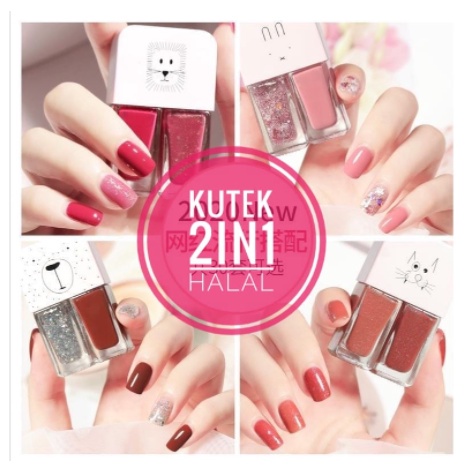 Jual Kutek 2in1 Halal Cat Kuku 2 Warna/ Kutek Korea 2 Tone Nail Polish ...