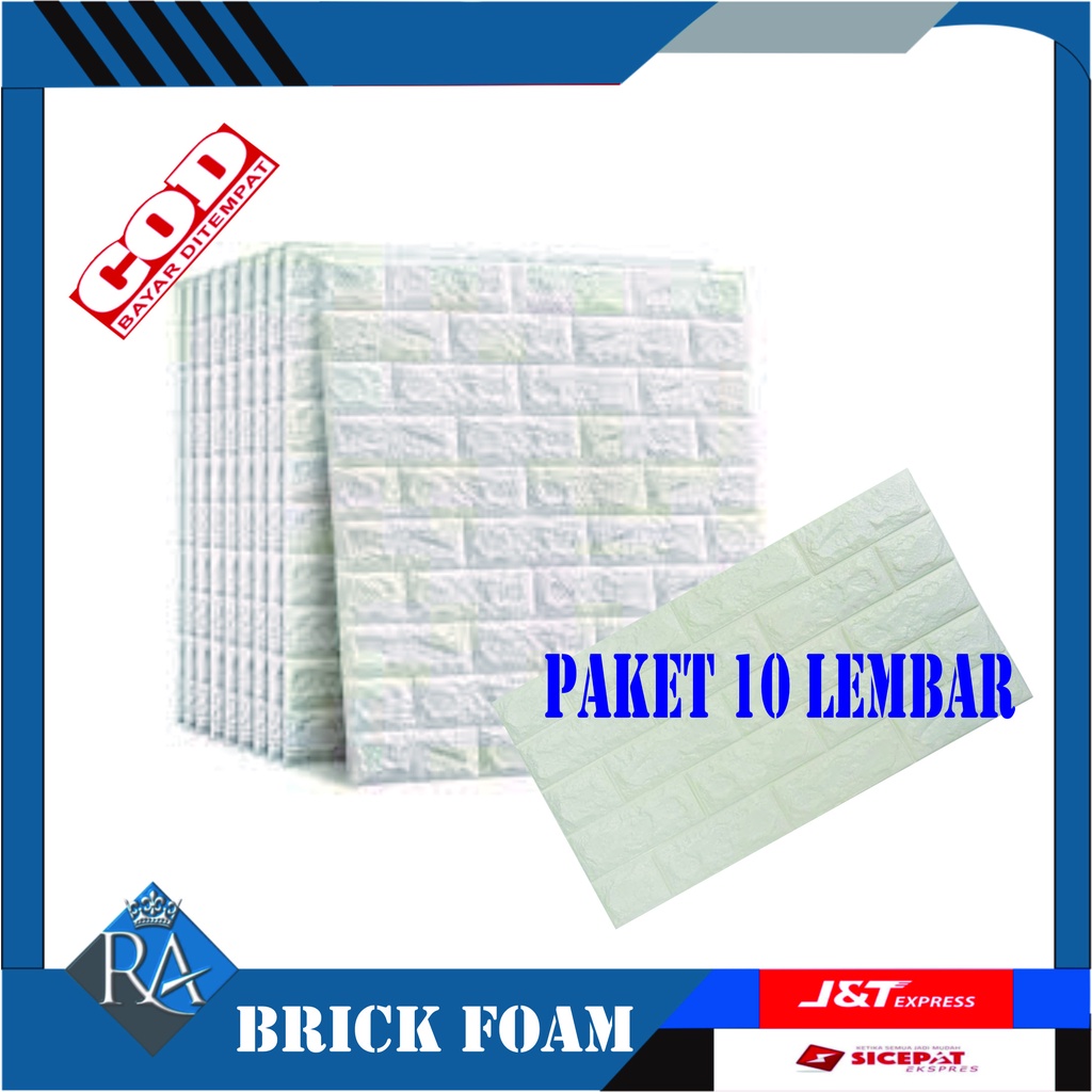 Jual PAKET 10 LEMBAR Wallpaper Dinding FOAM Timbul 3D Bata Putih ...