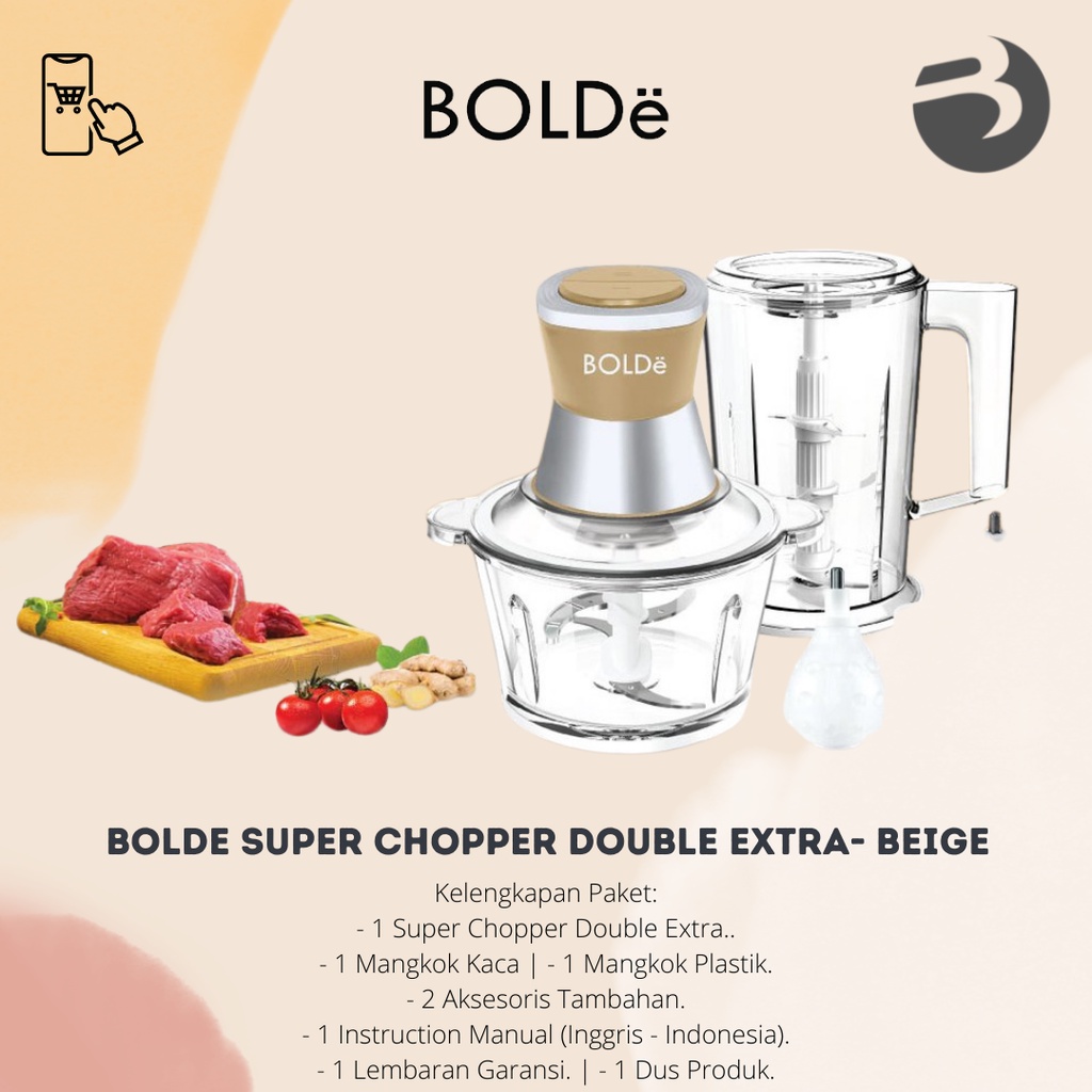 Jual BOLDe Super Chopper Double Extra - 2 Tabung - Gilingan Daging, Bumbu - Beige | Shopee Indonesia