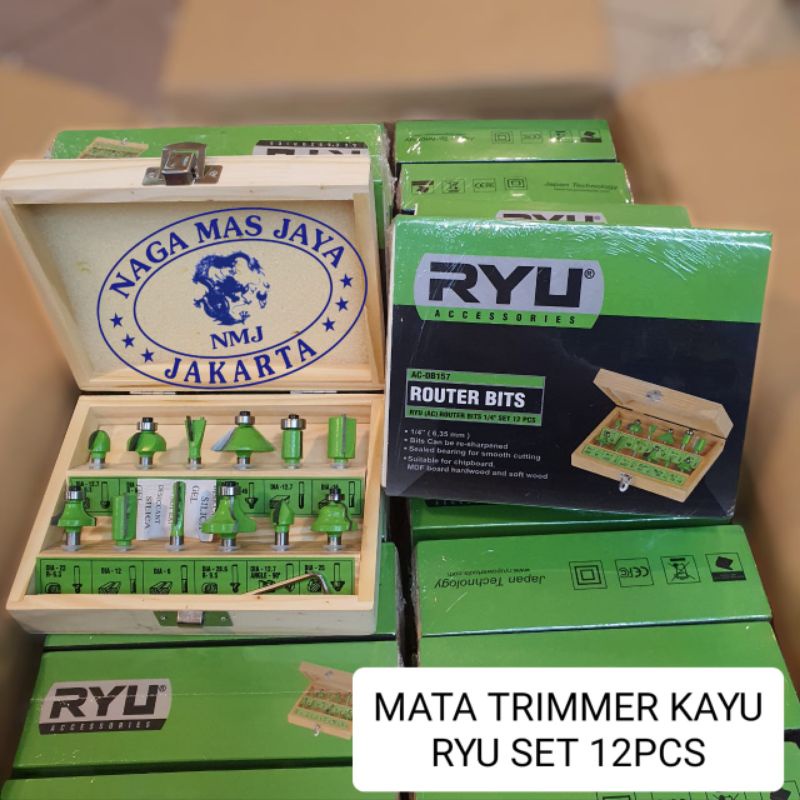 Jual RYU MATA PROFIL KAYU SET 12PCS / MATA TRIMMER ROUTER KAYU RYU ...
