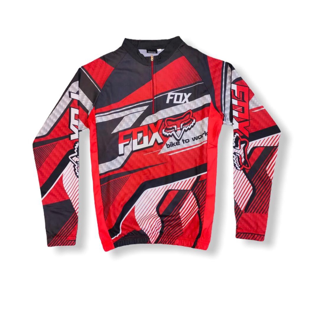Jual Jersey Baju Sepeda FX Merah Lengan PANJANG Road Bike MTB Sepeda ...