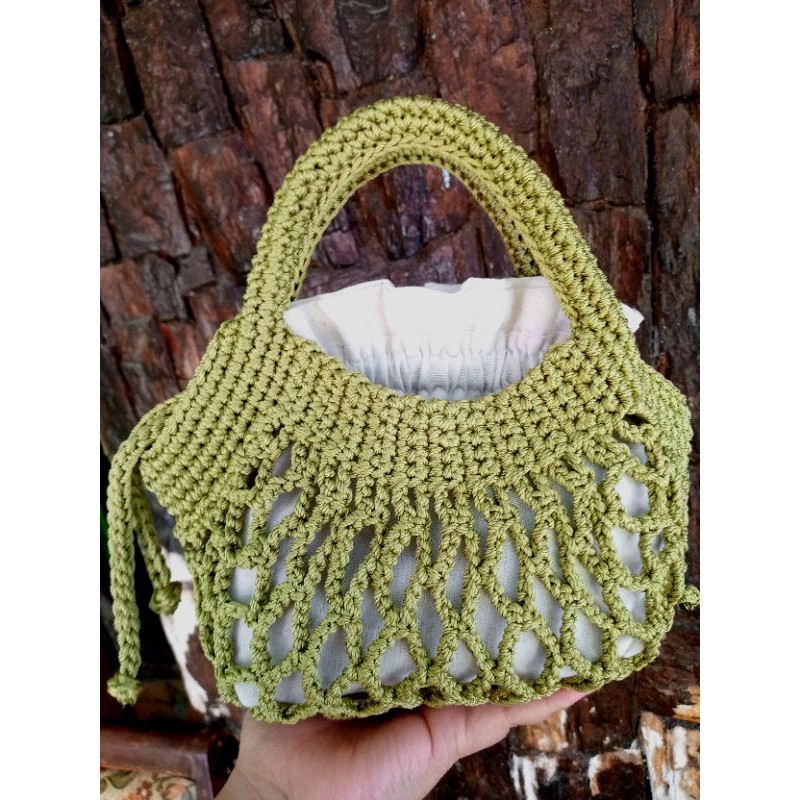 Jual tas rajut jaring summer korea style | Shopee Indonesia