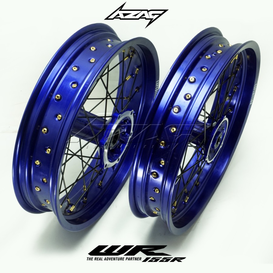 Jual WHEELSET VELG SET SUPERMOTO YAMAHA WR155 EXPEDITION BLUE TROMOL ...