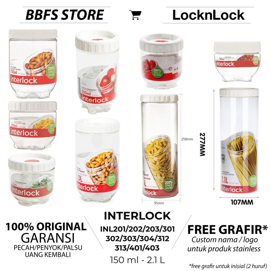 Jual Lock n Lock Interlock 150ml 280ml 500ml 300ml 700ml Lock&Lock Interlock INL201 INL202 ...