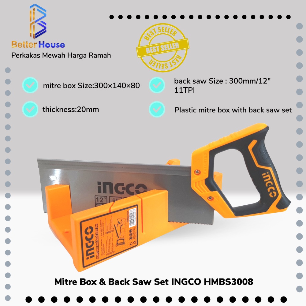 Jual Mitre Box & Back Saw Set INGCO HMBS3008 - Gergaji Miter Pigura ...