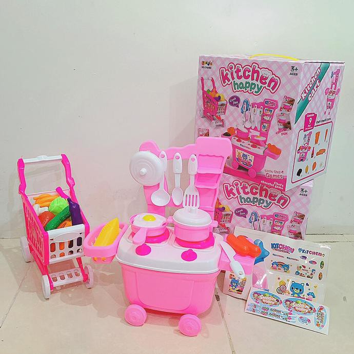 Jual Mainan Anak Kitchen Happy 2 In 1 Kitchen Set & Shopping Cart ...