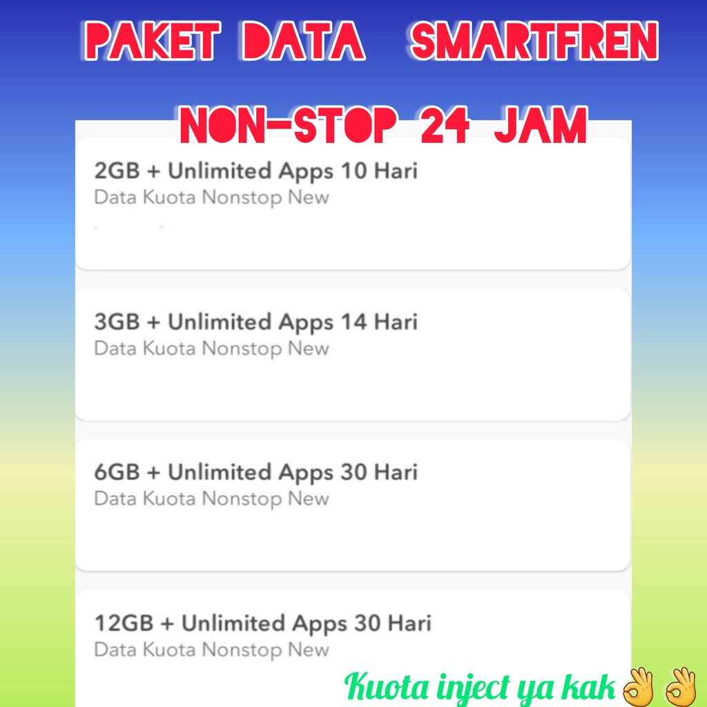 Jual PAKET DATA SMARTFREN NON STOP 24 JAM | Shopee Indonesia
