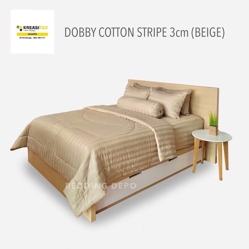 Jual Bahan Kain Sprei Hotel Dobby Stripe Horizontal 3cm Beige | Shopee ...