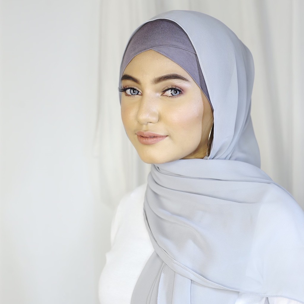 Jual SHAZA SCARF - Hijab Aqeela Premium Scarf GRAY (Pashmina dan Ciput ...