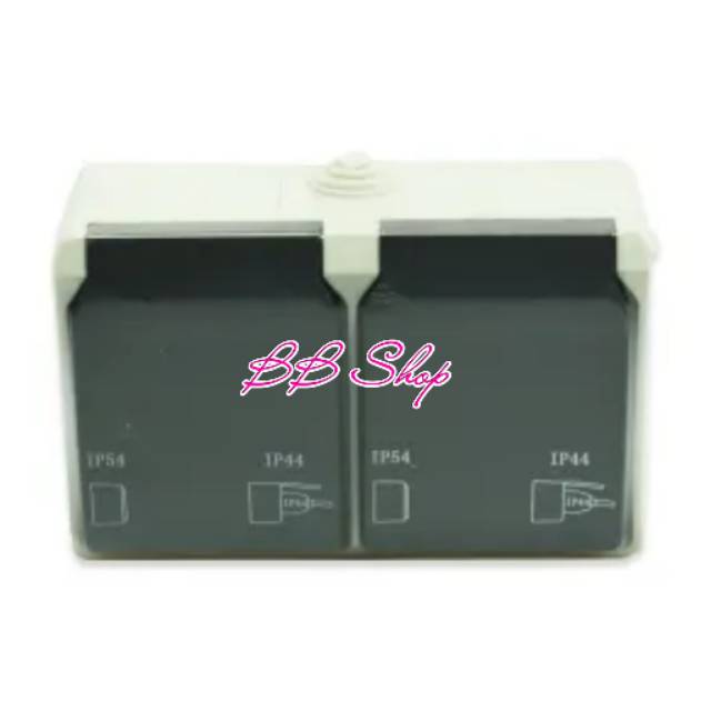 Jual Gao schuko Saklar Dinding Luar Ruangan 2 Panel - Hitam/Socket ...