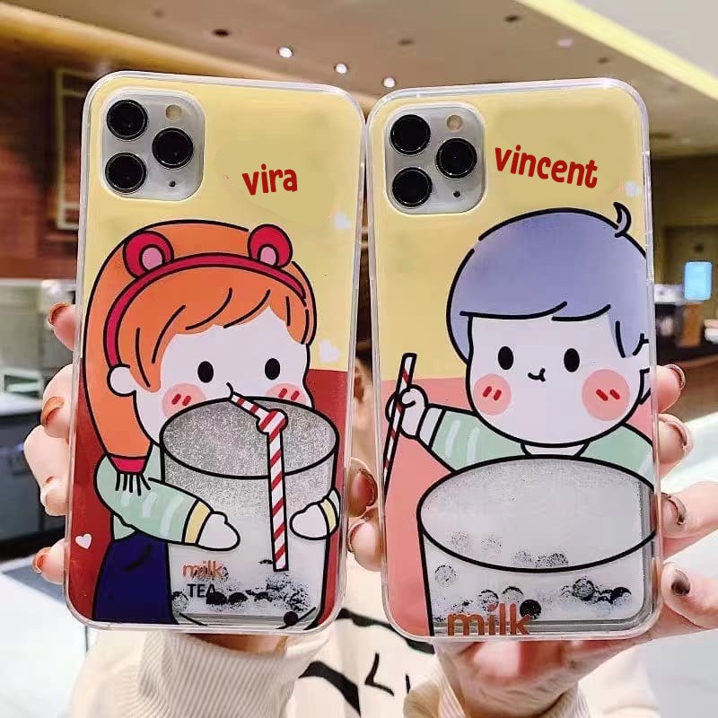 Jual Casing Couple Anime Boy Girl Minum Boba Custom Case Ready All HP ...