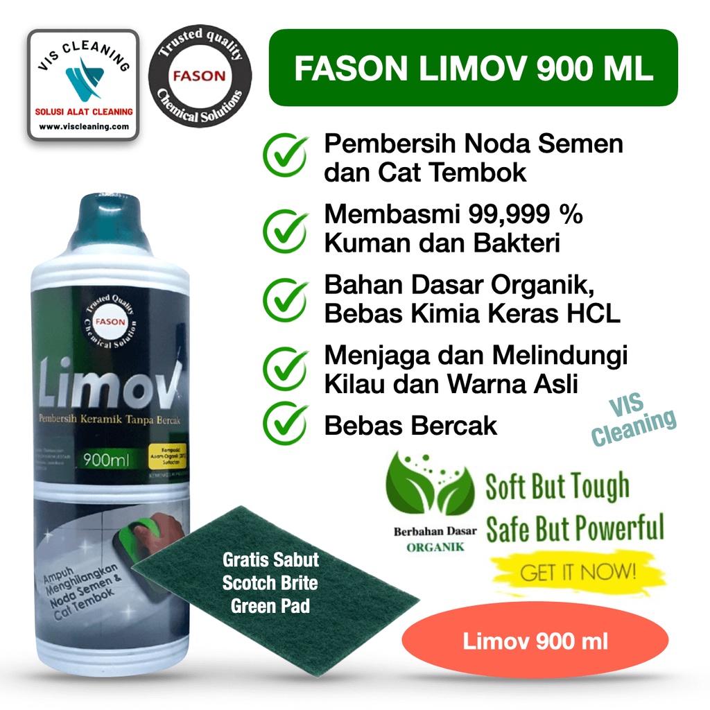 Jual Pembersih Noda Semen & Cat pada Keramik / Granit FASON Limov (900 ml) | Shopee Indonesia