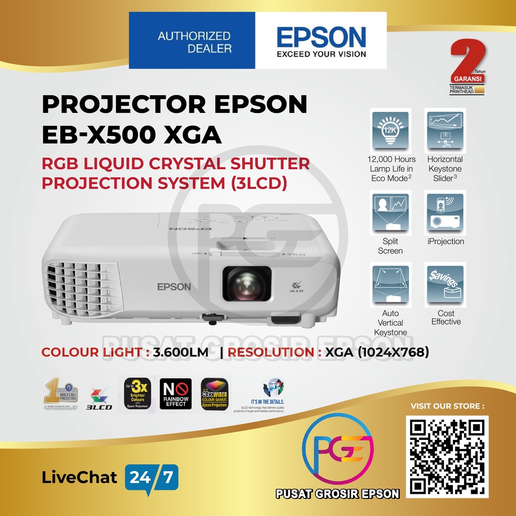 Jual Projector Epson EB-X500 EBX-500 EBX 500 EB X500 EBX500 EB-X500 ORIGINAL DAN GARANSI RESMI ...