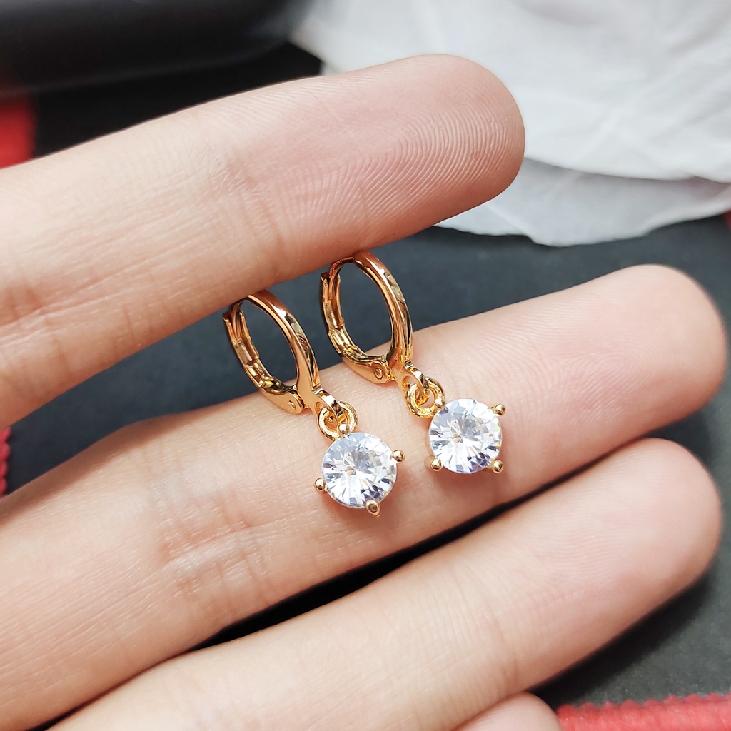 Jual 925 anting emas mata satu simple perhiasan fashion permata berlian ...