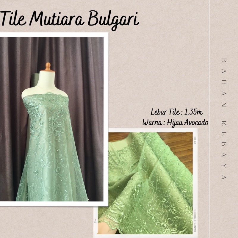 Jual Kain Brukat Brokat Bahan Kebaya Tile Bulgari Warna Hijau Avocado ...