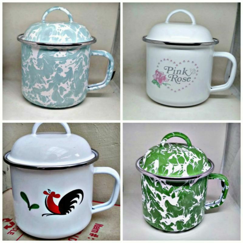 Jual Mug Enamel tebel bagus Gelas Enamel Cangkir Enamel motif ayam jago ...