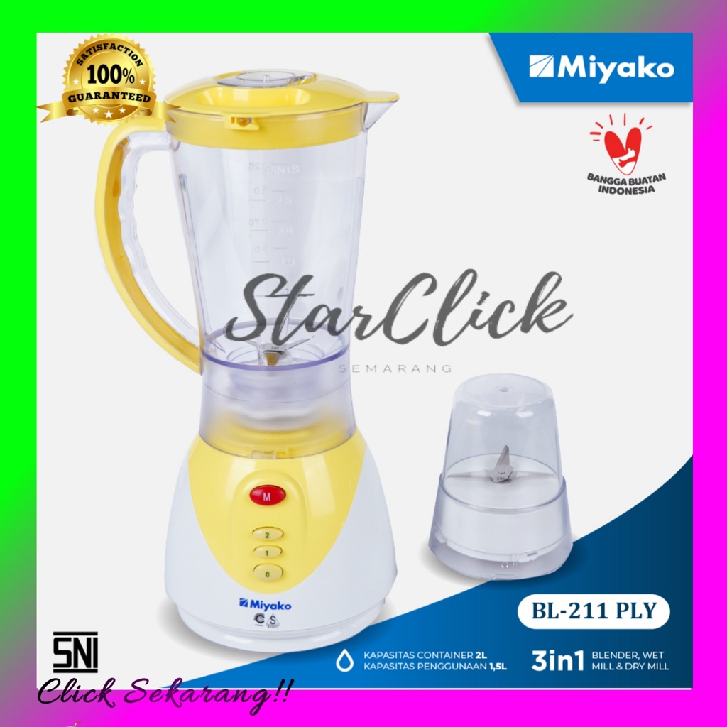 Jual MIYAKO Blender Gelas Plastik 2 In 1 BL-211 PLY / BL 211 PLY / BL211PLY [1.5 Liter] [Garansi ...