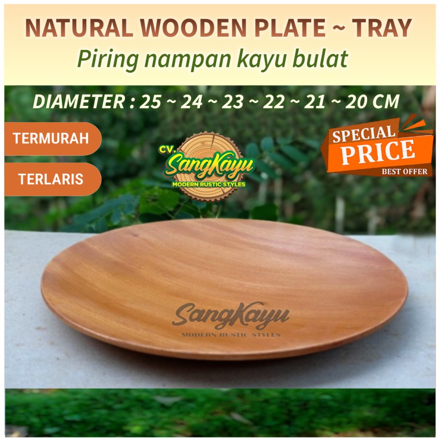 Jual SangKayu Wooden Plate D-25 cm Piring Kayu Piring Kayu Saji Piring ...