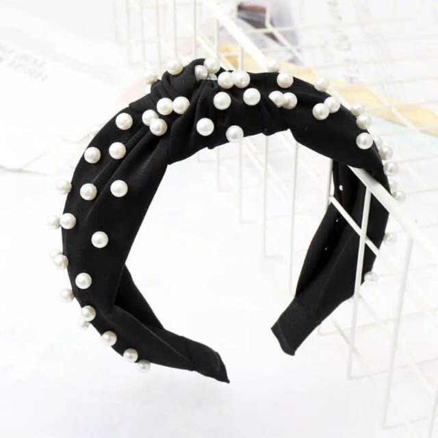 Jual Bando lilit korea hitam mutiara aksesoris rambut modern fashion ...