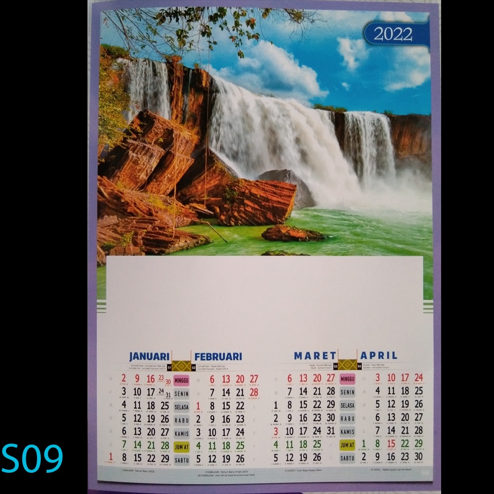Jual Blangko Kalender Dinding 2022 S09 Pemandangan Untuk diCetak Kop ...