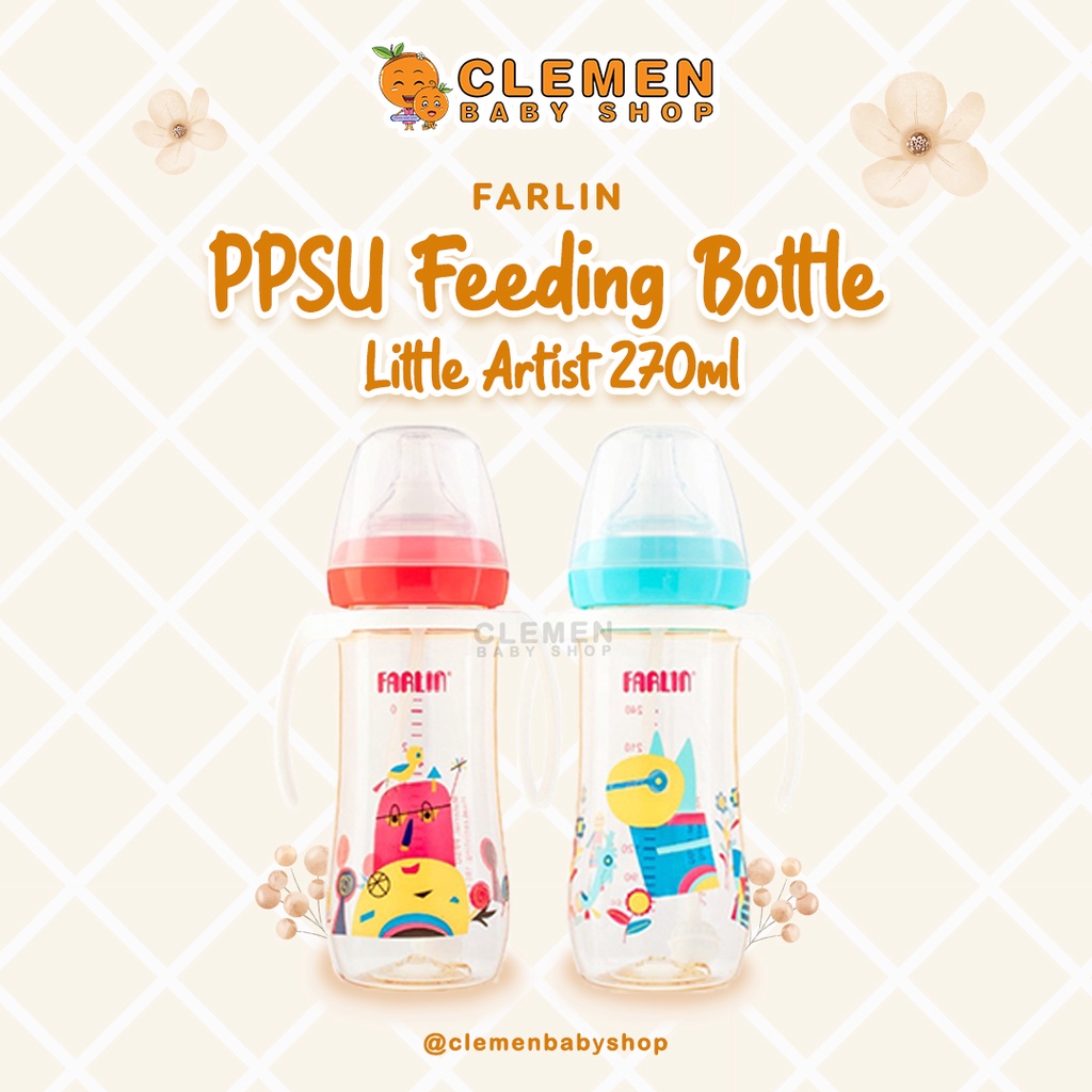 Jual Farlin Silky PPSU Little Artist Feeding Bottle with Handle 270ml ...