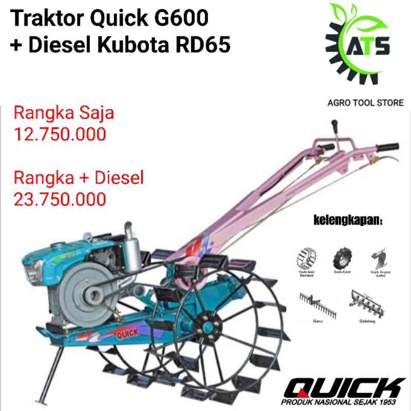 Jual Traktor Quick G600 Impala Diesel Kubota RD DI 65 Bajak Sawah RD65 ...